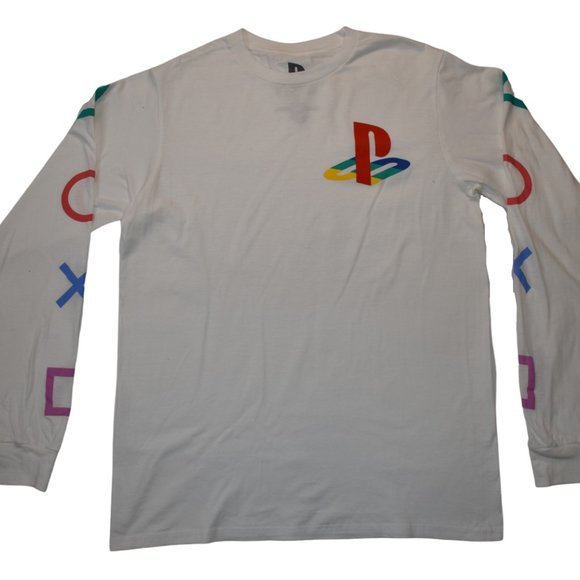 Sony | Shirts | Playstation Mens Controller Symbols Long Sleeve White ...